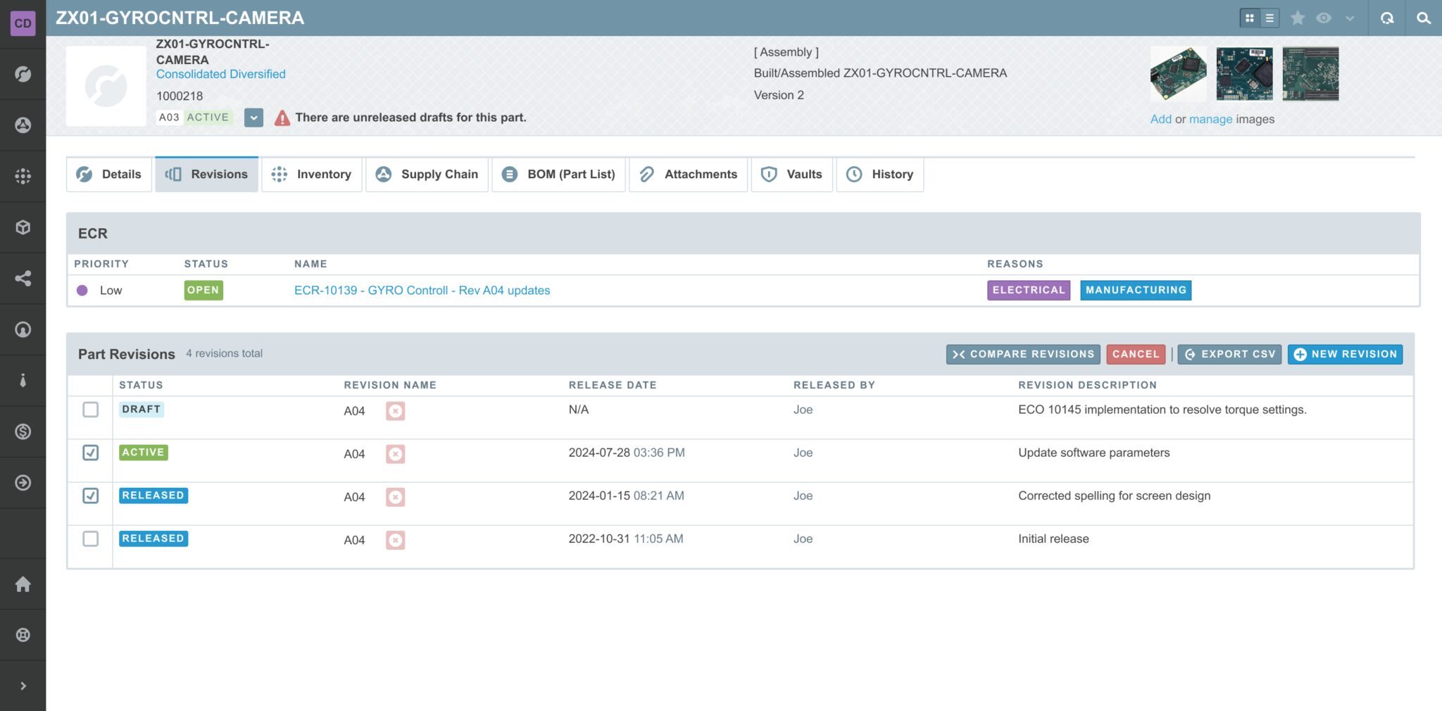 Managing Part Versions and Part Revisions in MRP - Aligni